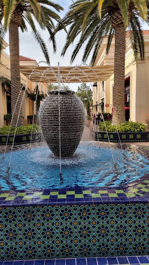 Fountain view in the mall stock image. Image of wood - 215097607