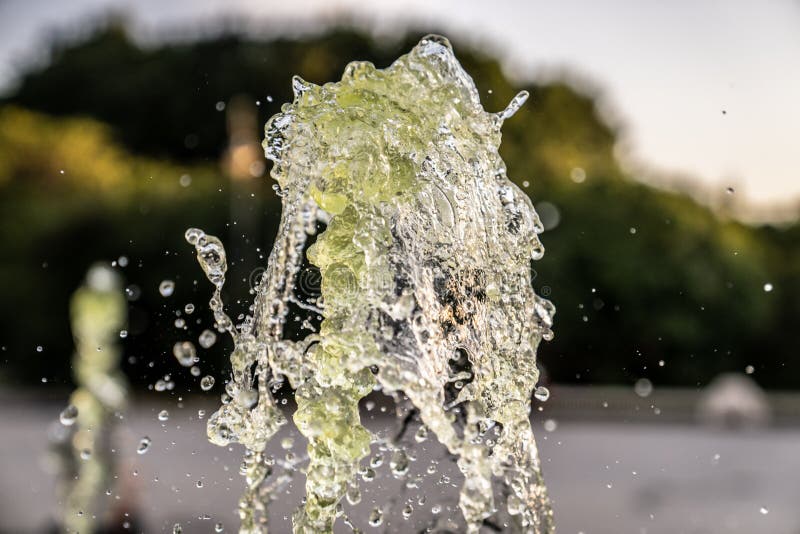 Fountain Water Jet on Short Exposure. General Plan Stock Photo - Image ...
