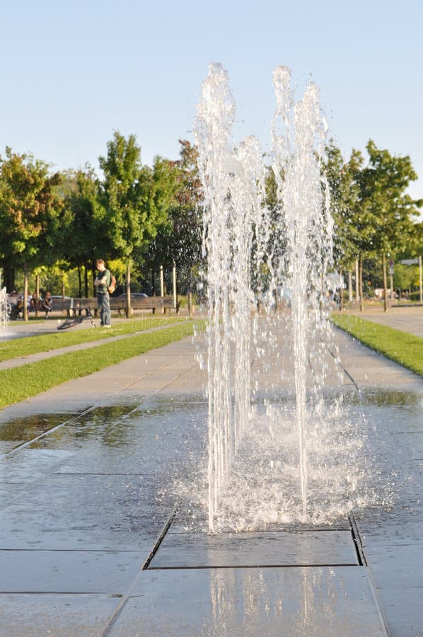 Fountain Water Jets in a Row on a Sunny Day in Berlin Stock Image ...