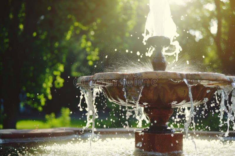 Fountain with Water Spraying Out of it Stock Image - Image of pattern ...