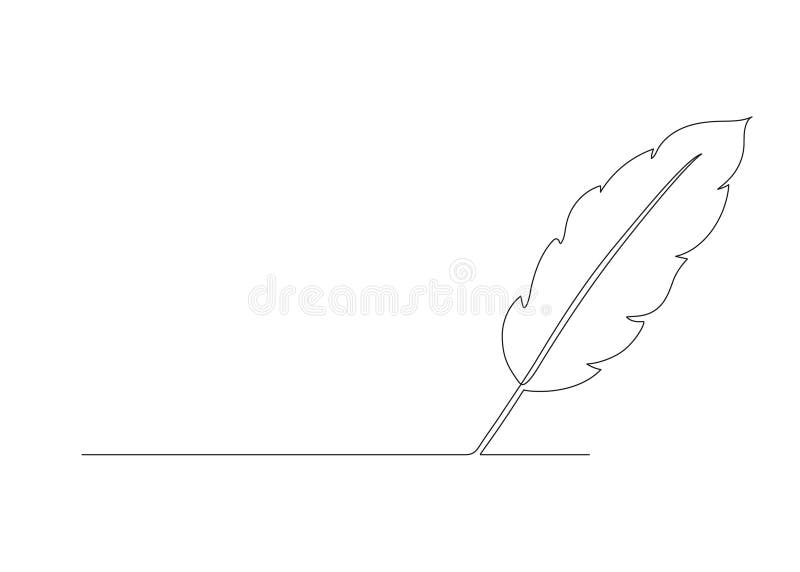 Fountain Write, One Continuous Line Drawing. Writing of Feather Thin ...