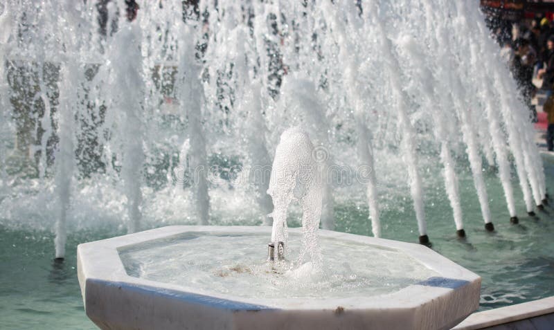 The Fountains Gushing Sparkling Water in a Poo Stock Photo - Image of ...