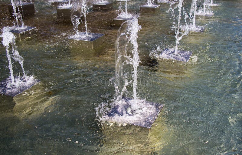 The Fountains Gushing Sparkling Water in a Poo Stock Photo - Image of ...