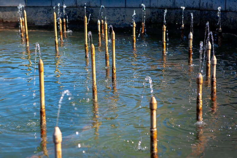 Fountains water pipes stock image. Image of outdoor - 206569699