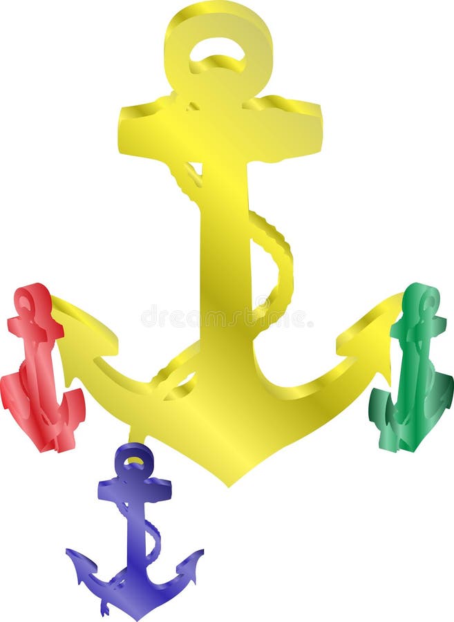 Four 3D Anchors stock vector. Illustration of isolated - 13143804