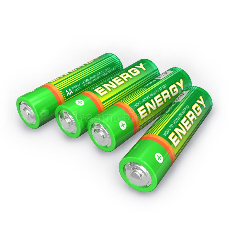 Four AA batteries stock illustration. Illustration of metal - 39773074