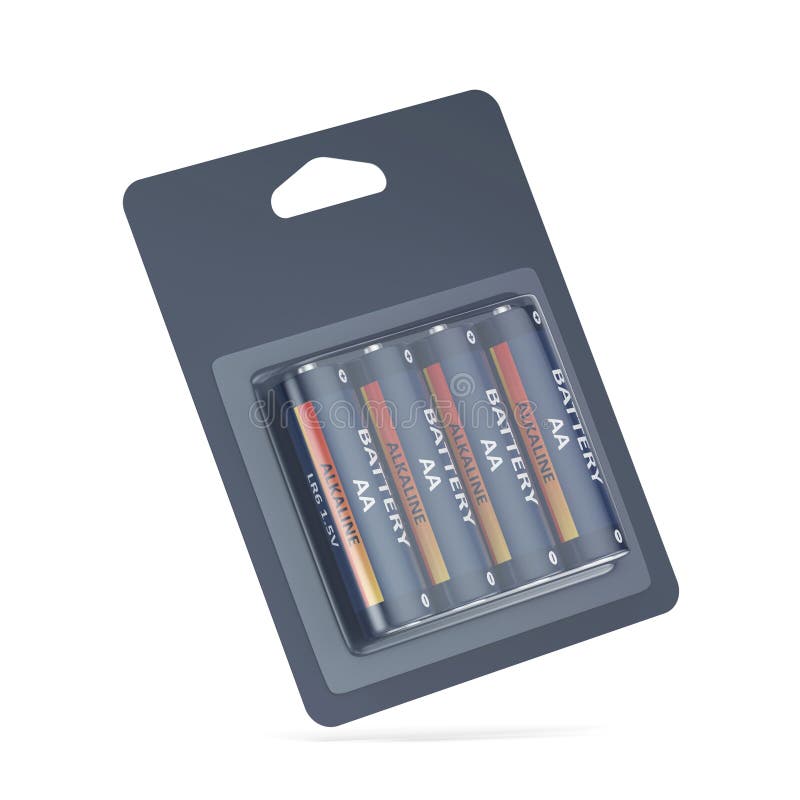 Four AA Size Batteries in Blister Pack Stock Image - Illustration of ...