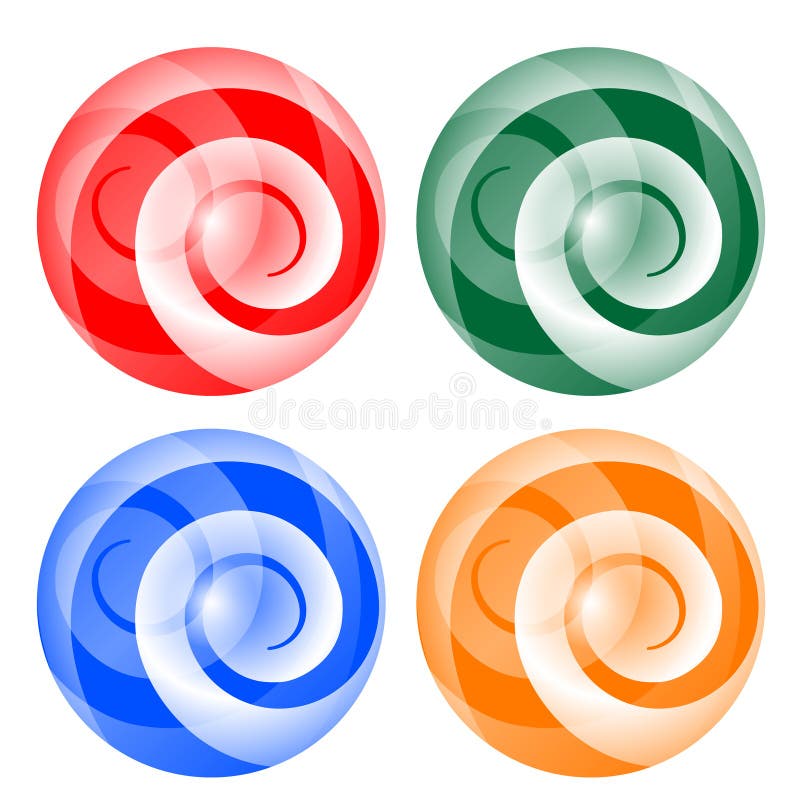 Four Abstract Ball with Spiral Stock Vector - Illustration of digital ...