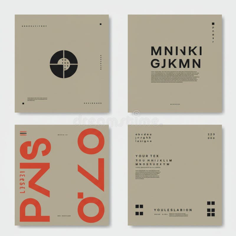 Four Abstract Design Layouts in a Grid Format, Featuring Beige Backgrounds Stock Illustration ...