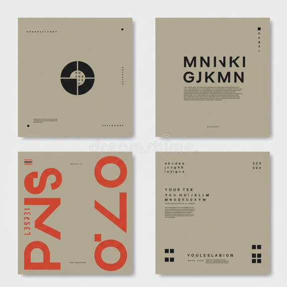 Four Abstract Design Layouts in a Grid Format, Featuring Beige ...