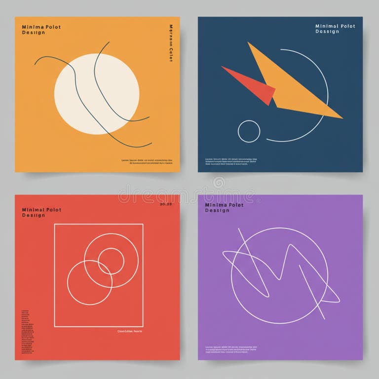 Four Abstract Designs on Square Backgrounds. the Top Left Features an ...