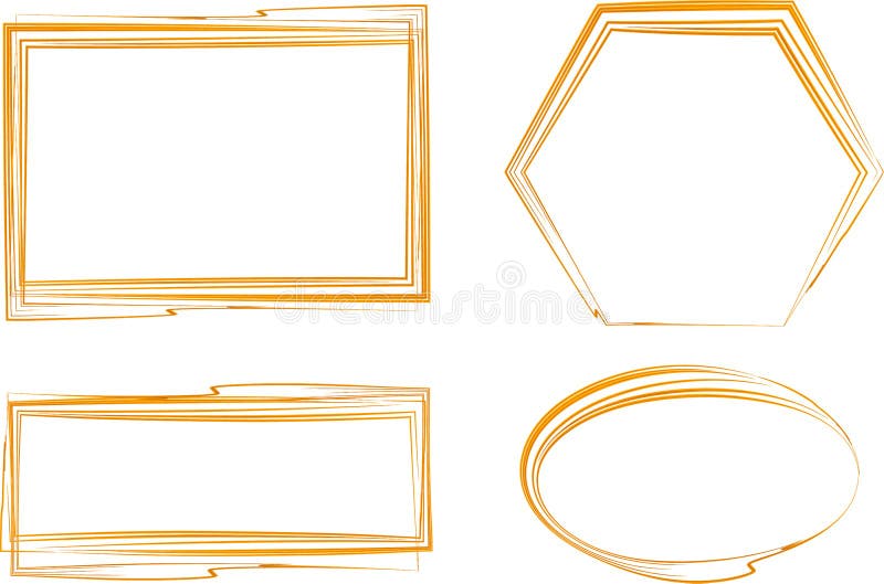 Orange Colorful Line Art Geometric Abstract Frames Collection Stock ...