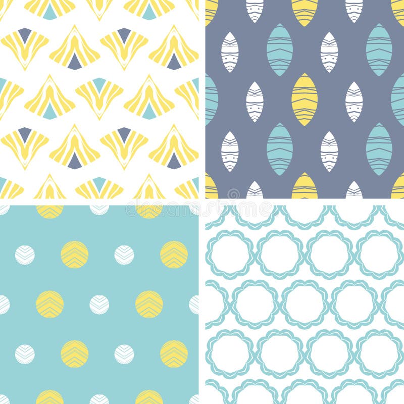 Four Abstract Doodle Motives Seamless Patterns Set Stock Vector ...