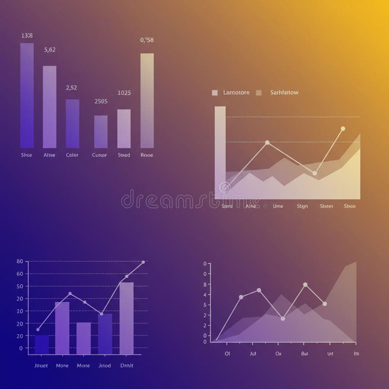 Four Abstract Graphs on a Gradient Background Transitioning from Deep ...