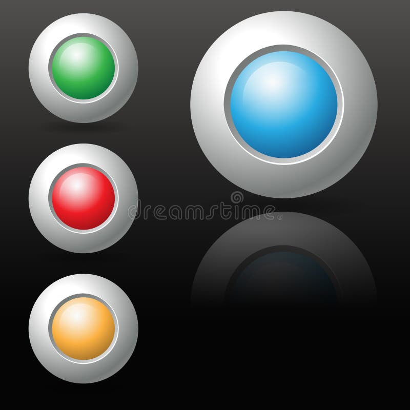 Four Abstract Icon Sphere Button Stock Vector - Illustration of ...