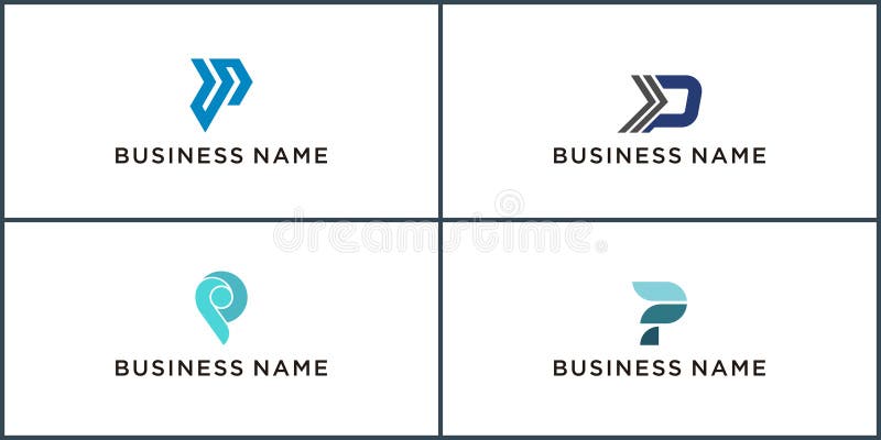Four Abstract Letter P Logo Designs Stock Vector - Illustration of ...