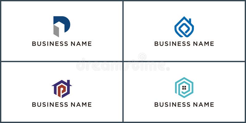 Four Abstract Logo Designs Featuring Building and Home Concepts Stock ...
