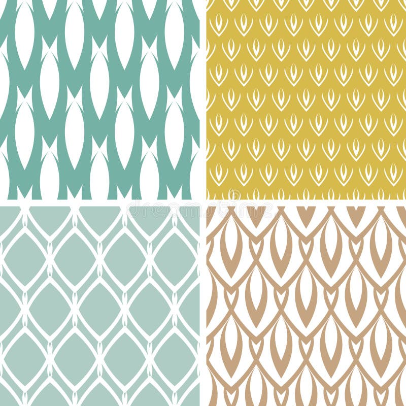 Four Abstract Ornamental Shapes Seamless Patterns Set Stock Vector ...