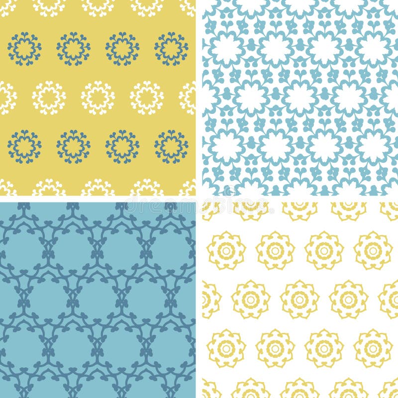 Four Abstract Doodle Motives Seamless Patterns Set Stock Vector ...