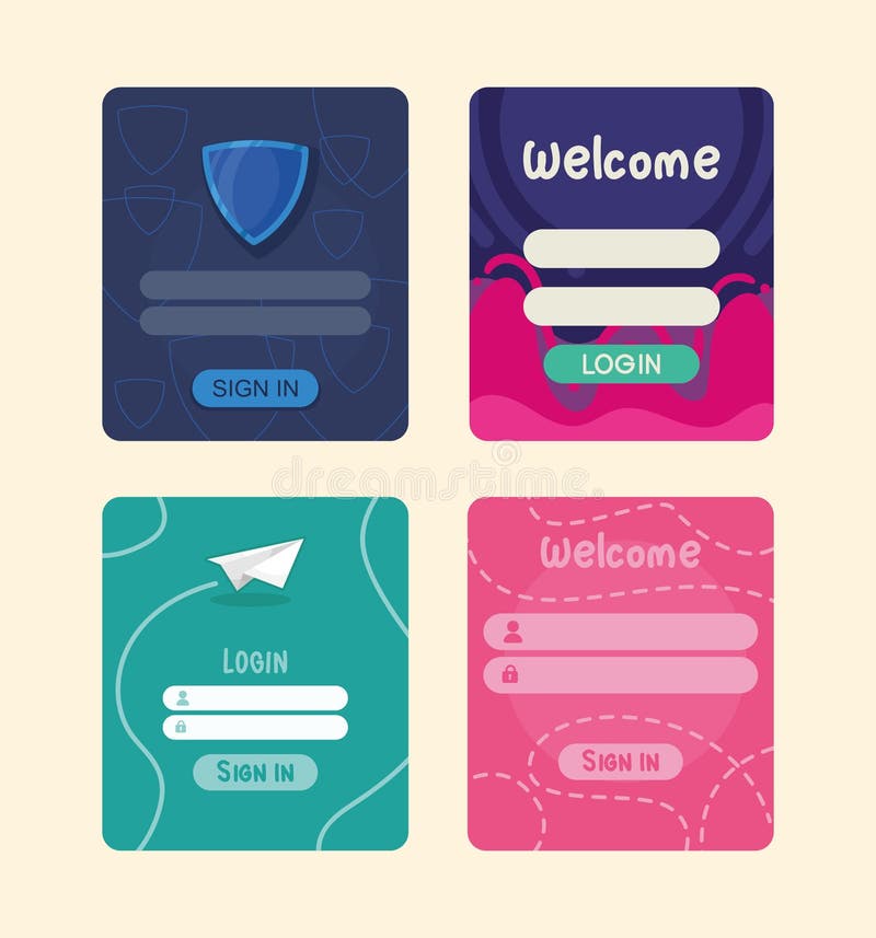 Four Access Login Templates Stock Vector - Illustration of airplane ...