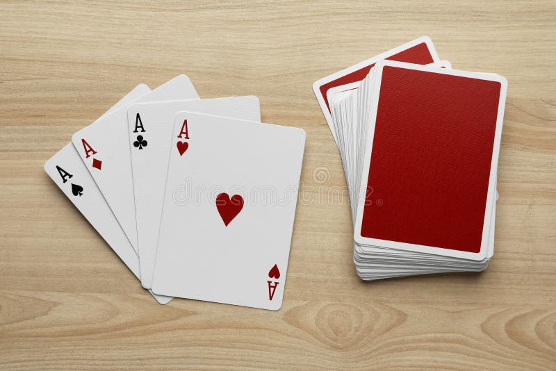 Deck of Playing Cards on Table, Top View. Space for Text Stock Image ...