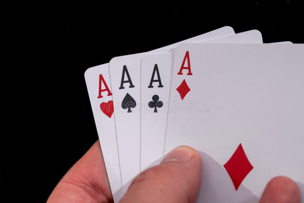 Four aces in hand stock image. Image of lucky, aces - 108105291
