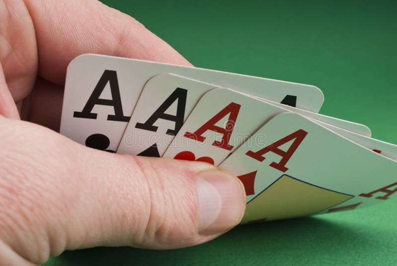 Four aces in the hand stock image. Image of metaphor - 62939379