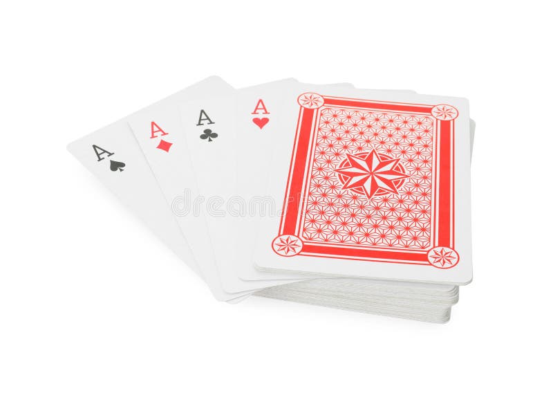 Four Aces and Other Playing Cards Isolated on White. Poker Game Stock ...