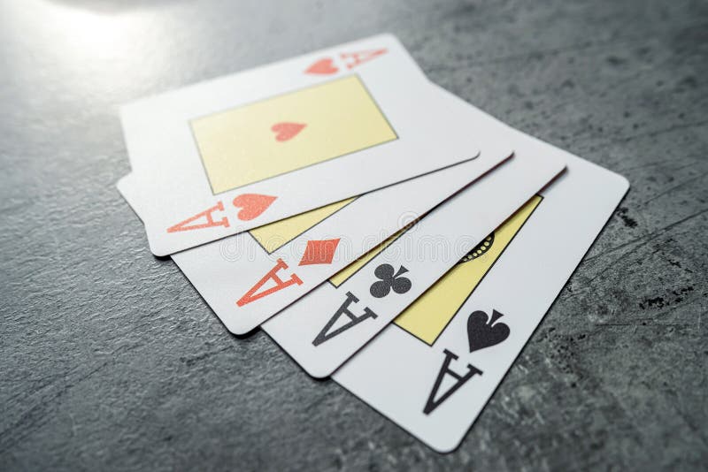 Four Aces Playing Cards on Grey Desk Stock Photo - Image of game, play ...