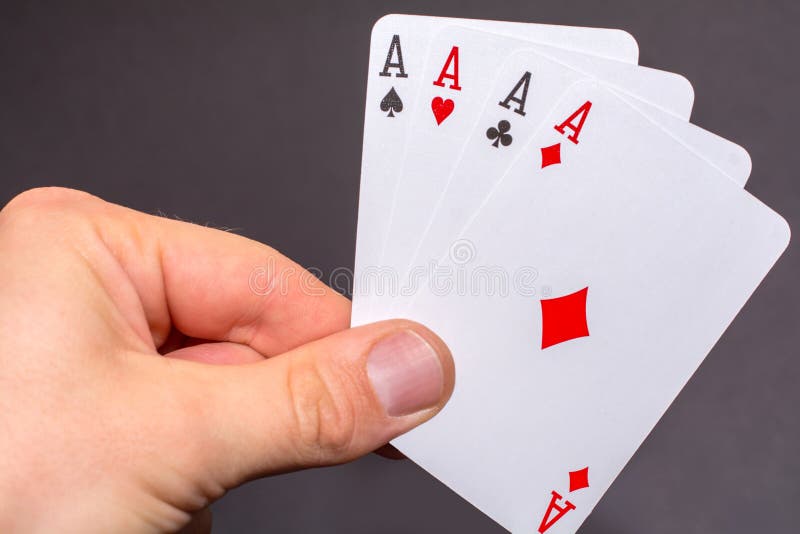 Four Aces on the Poker Hand Stock Photo - Image of luck, activities ...