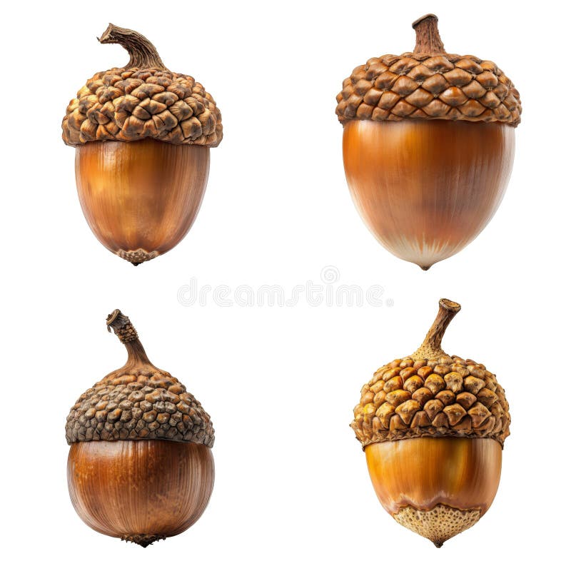 Four Acorns, Brown and Beige Stock Photo - Illustration of fall ...