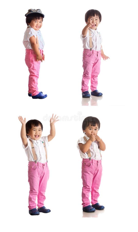 Four Acting Full Body of Asian Children White Background Stock Photo ...