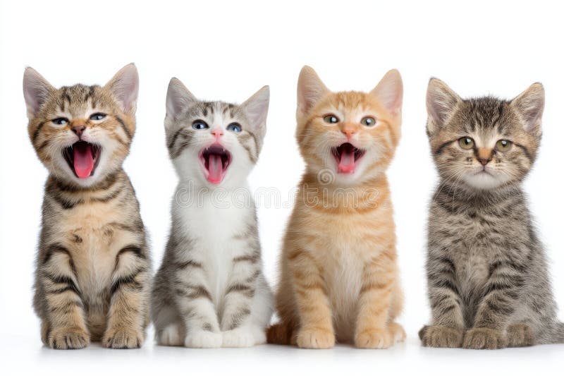 Four Adorable Kittens with Different Expressions Stock Illustration ...