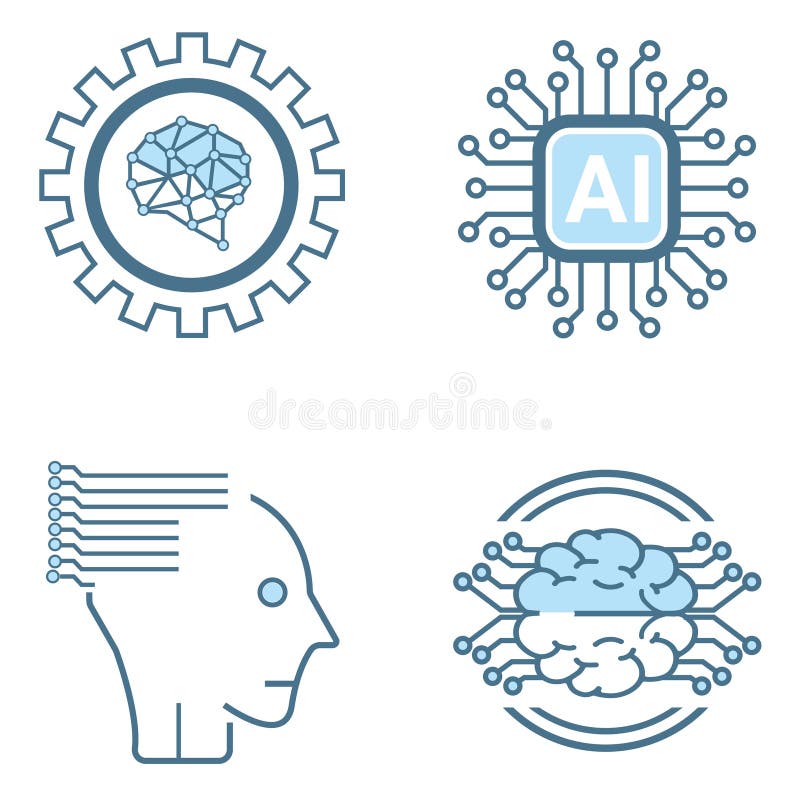Artificial Intelligence Icons Stock Illustration - Illustration of ...