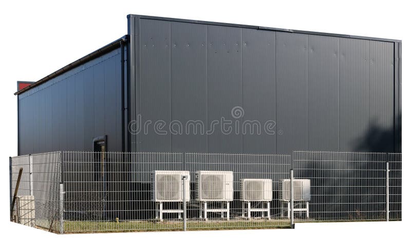 Four Air Conditioners Installed on the Back Wall of an Industrial ...