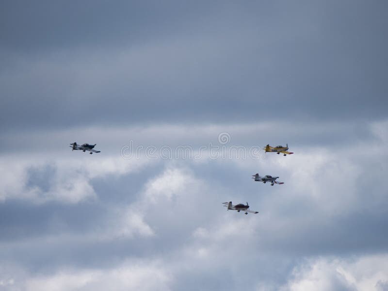 Airplanes Showing Teamwork in Flight Stock Photo - Image of teamwork ...