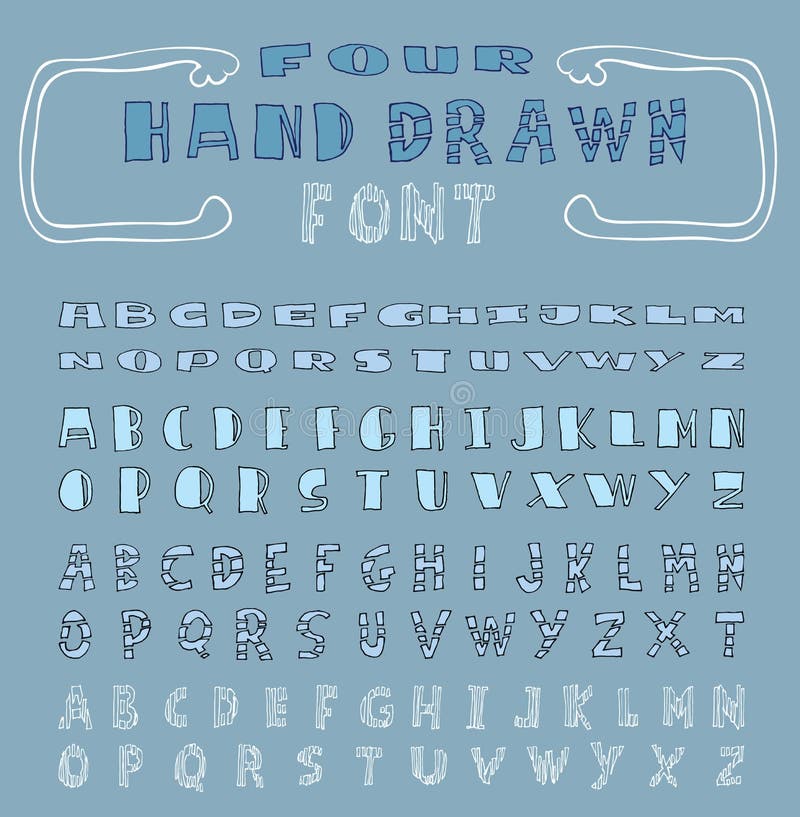 Four Alphabet Font Line - Vector Illustration Stock Vector ...