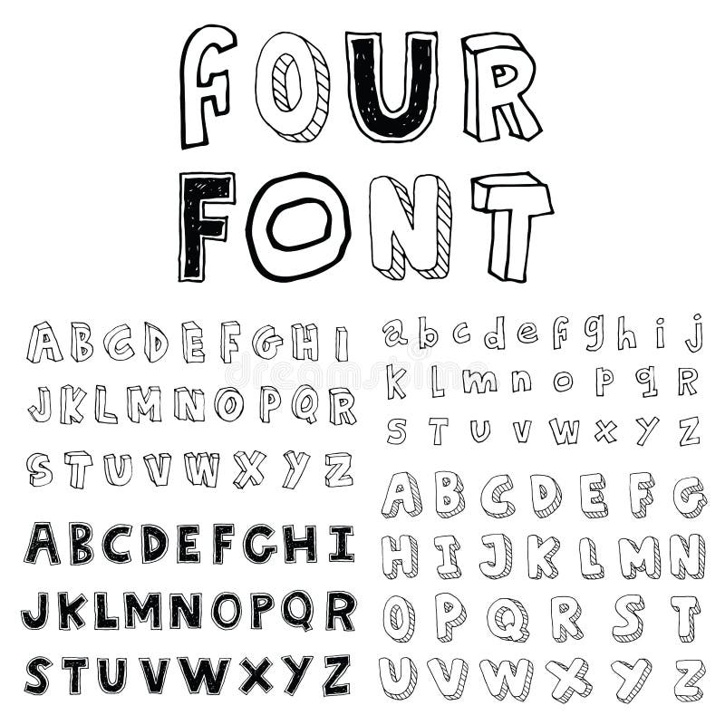 Four Alphabet Font Line - Vector Illustration Stock Vector ...