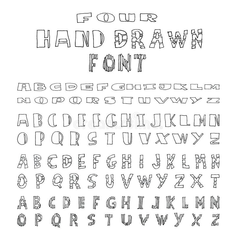 Four Alphabet Font Line - Vector Illustration Stock Vector ...