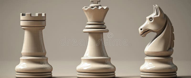 Four Angled Views of a White Chess Knight Piece are Displayed in a 3d ...