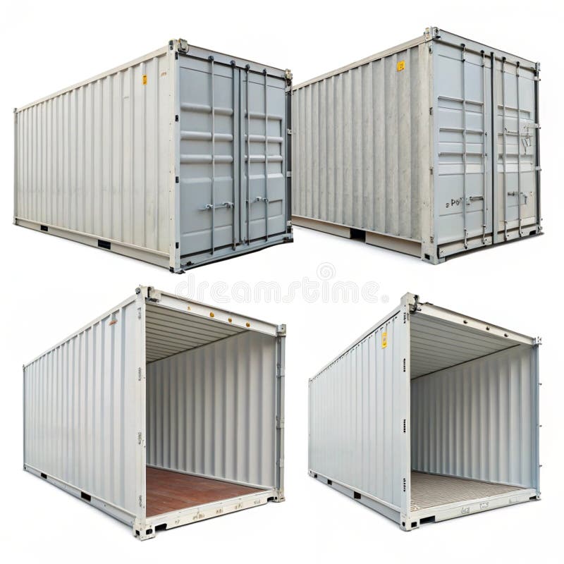 Four Angles of Empty Shipping Containers Isolated Stock Illustration ...