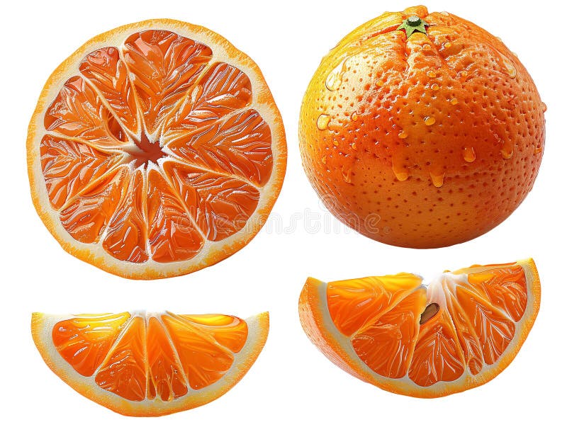 Four Angles of a Juicy Orange on White Background Stock Image ...