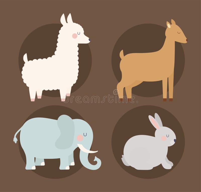 Four animals illustration stock vector. Illustration of safari - 221069443