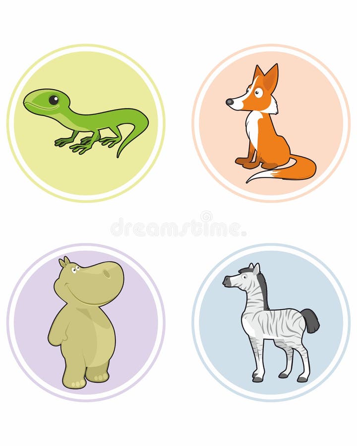 Four animals set stock vector. Illustration of characters - 46389933