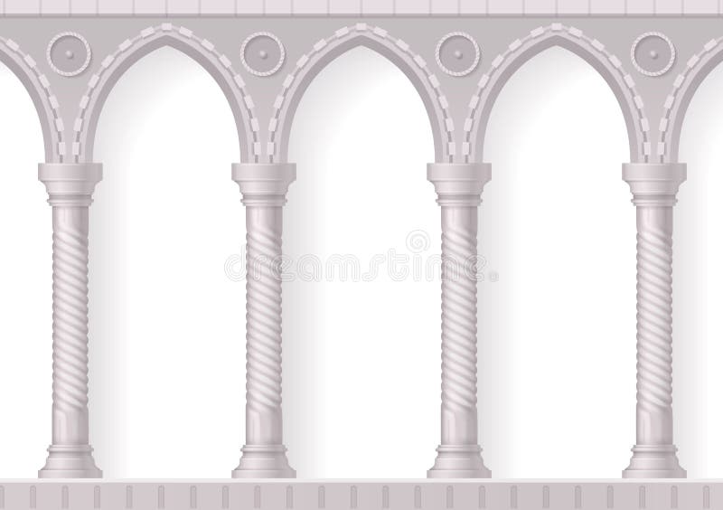 Four Antique White Columns Realistic Composition Stock Vector ...