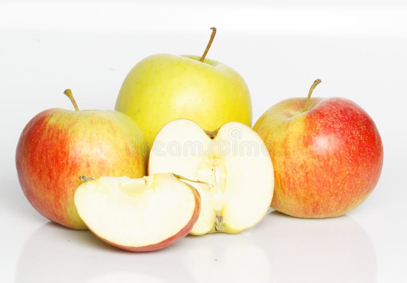 Four apples stock photo. Image of small, reflection, yellow - 14217794