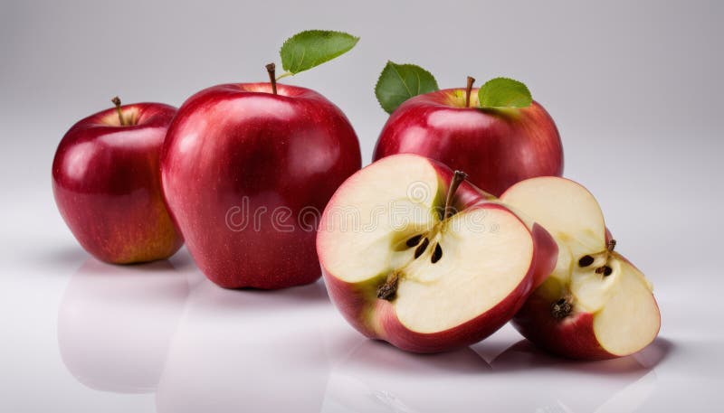 Four Apples are Cut in Half and Arranged in a Row Stock Illustration ...