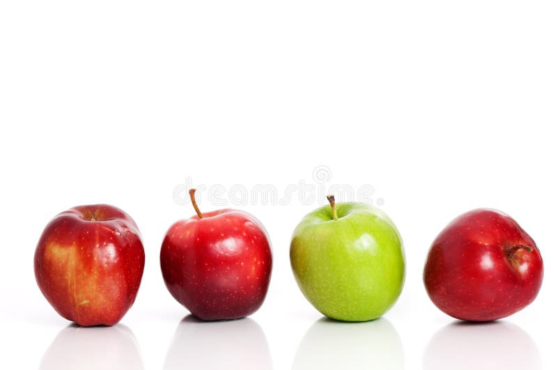 Four apples in a row stock image. Image of juicy, fresh - 40885597