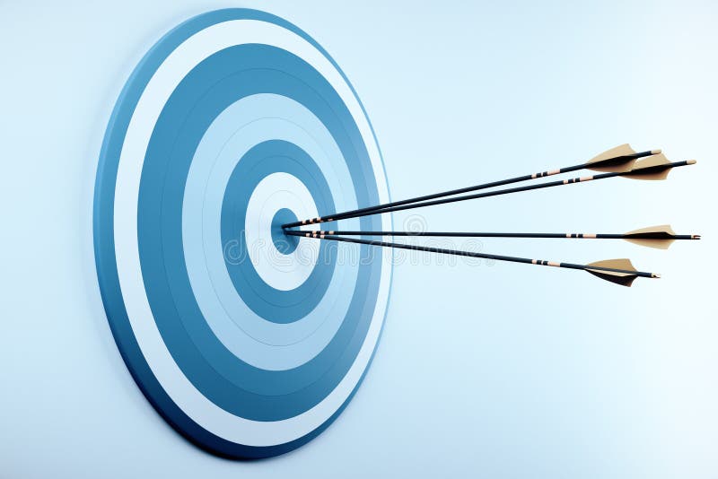 Four Arrows from a Bow in Blue Target Center Stock Illustration ...