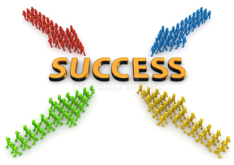 Success Representation with Colored People Silhoue Stock Vector ...